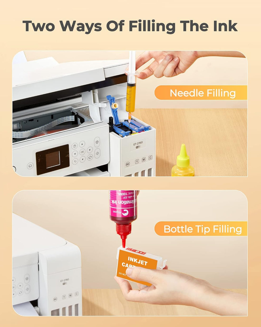 Hiipoo Sublimation Ink Work with ET2400 ET2720 ET2750 ET2760 ET-2800 E